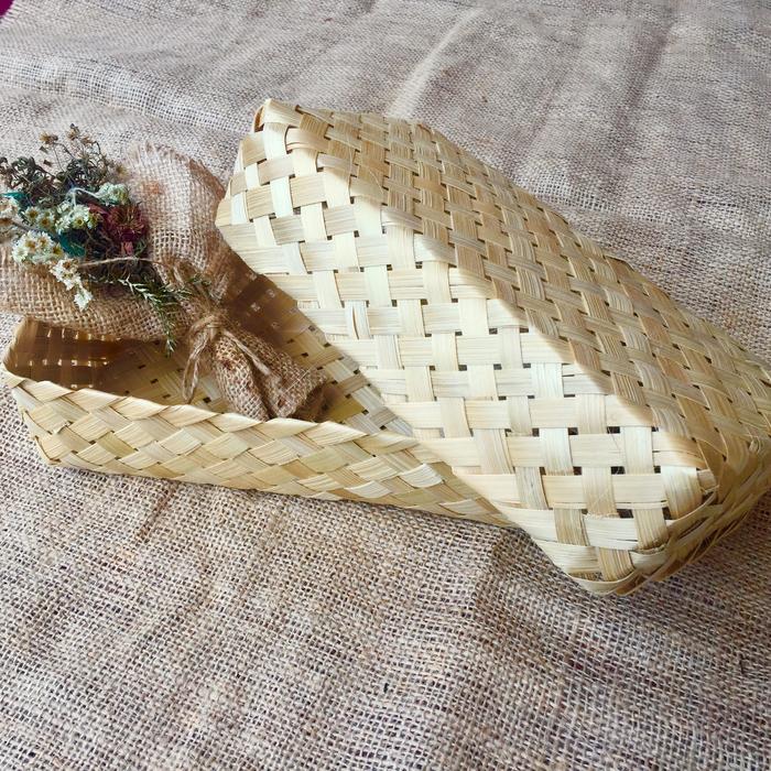 Jual Besek pipiti panjang 11x23cm per pasang anyaman bambu wadah ...