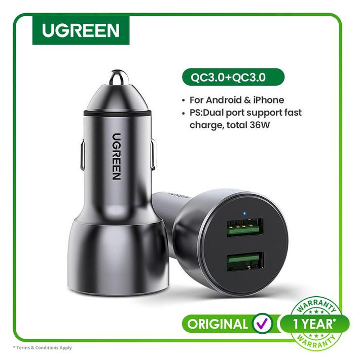 UGREEN 36W Dual Port QC USB Car Charger Adapter For Smartphones, D – JG ...