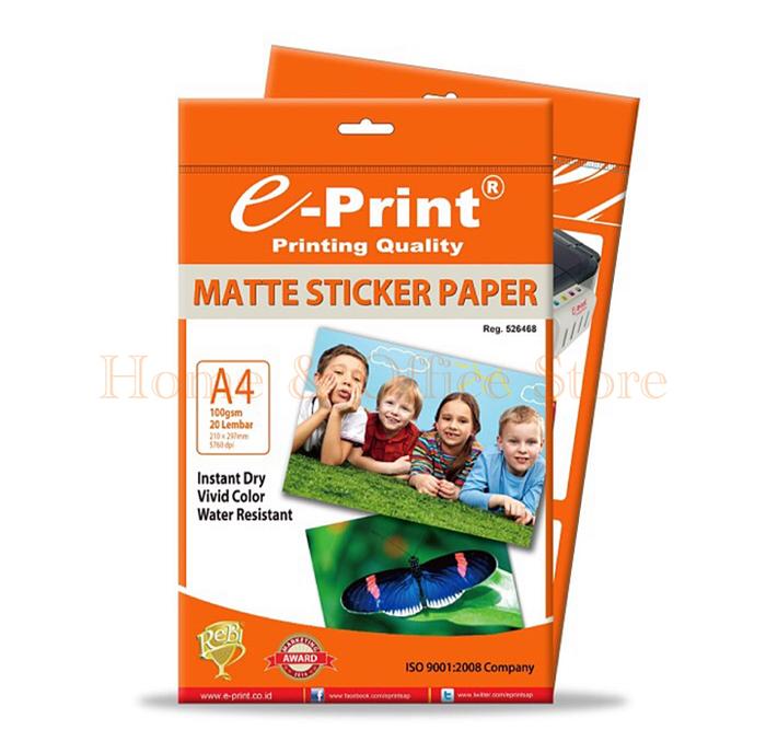 Jual E-Print Matte Sticker Paper A4 / Kertas Stiker Foto Matte Eprint ...