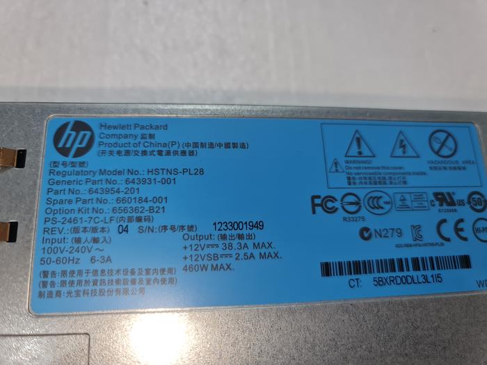 Jual HP HSTNS-PL28 -643954-201 656352-B21 460W Platinum Power Supply ...