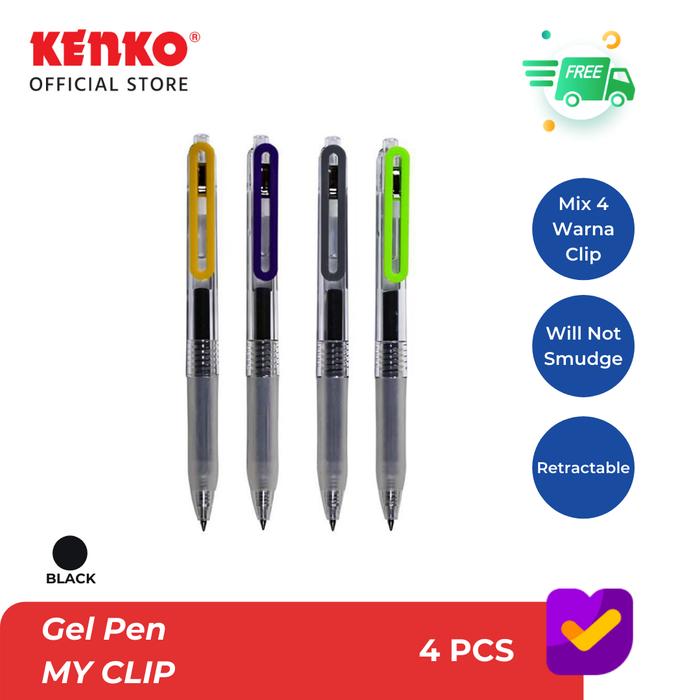 Jual KENKO GEL PEN / Pulpen Jel / Pen Jel Cetek MY CLIP RETRACTABLE ...