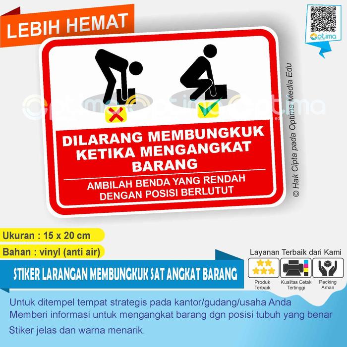 Jual STIKER LARANGAN/ JANGAN MEMBUNGKUK SAAT ANGKAT BARANG - Kab ...