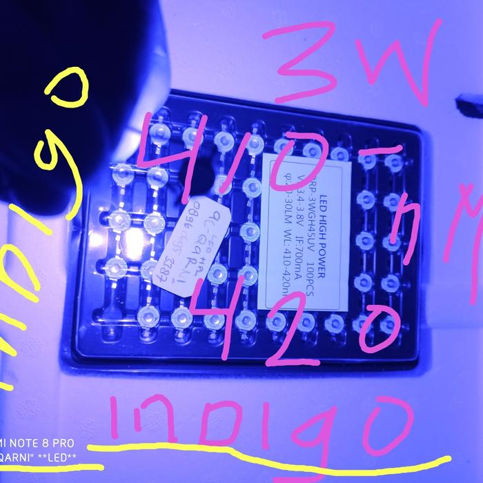 Jual led hpl indigo uv 410-420nM 3 watt PLUS PCB aquascape air laut ...