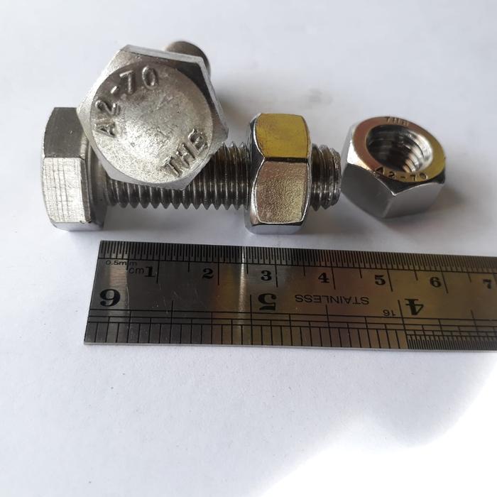 Jual BAUT M12X40 STAINLESS STEEL SS BAUT MUR M12 X 40 SUS 304 KUNCI 19 ...