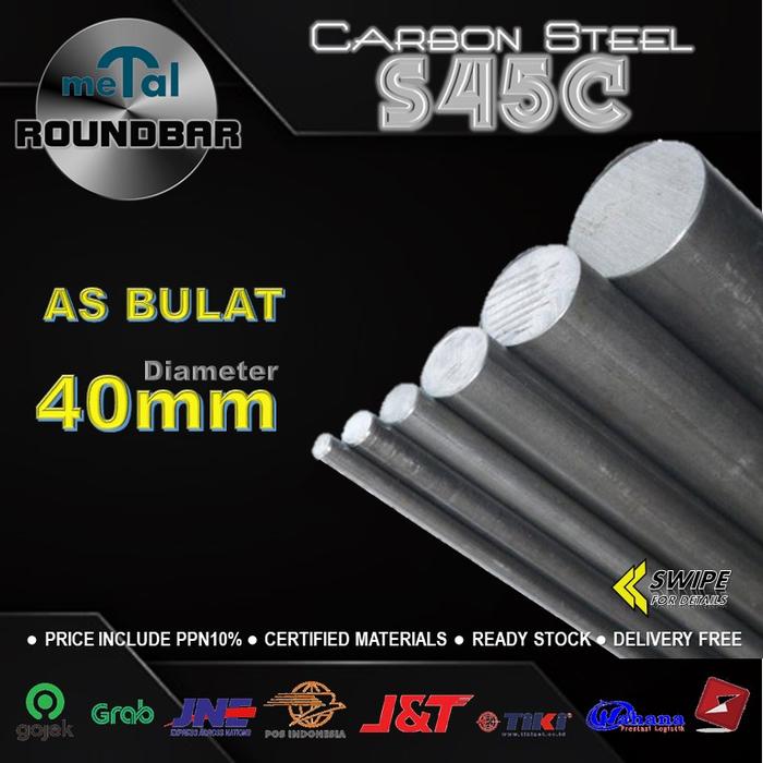 Jual AS BULAT SHAFT ROUND BAR CARBON STEEL AISI 1045 DIA 40MMX1METER ...