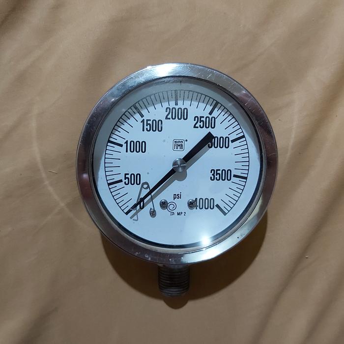 Jual NUOVA FIMA Manometer / Pressure Gauge SS 4" R.1/2" 0-4000psi ...