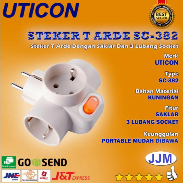 Jual Uticon T on off Arde Cabang 3 lubang - Stopkontak steker Tee Besar ...
