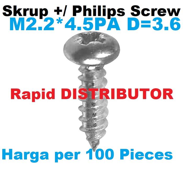 Jual Skrup M2.2*4.5 Sekrup+ M2/Philips Screw 100Pcs BUKAN Baut Mur/BOLT ...