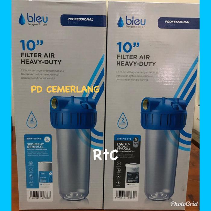 Jual Filter air pdam sumur paket 2 tabung penguin blue housing filter ...