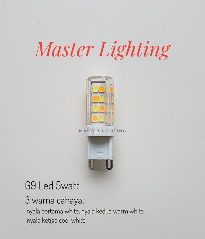Jual Lampu Halogen Kacang led kaki 5W G9 3warna putih warm white cool ...