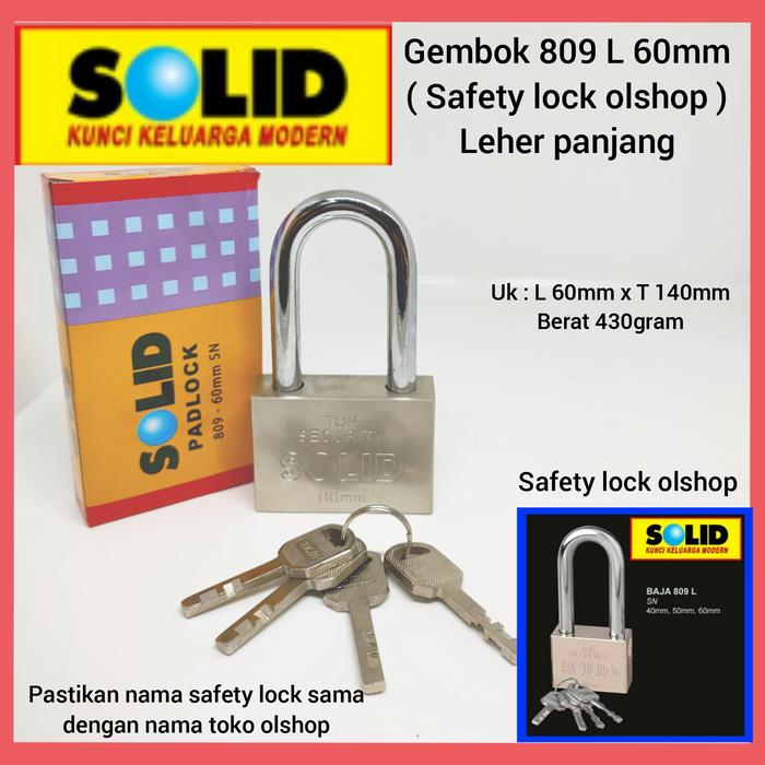 Jual Gembok Baja SOLID 809 L 60 mm - Jakarta Barat - Safety Lock ...