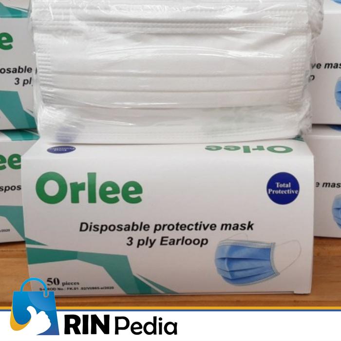 Jual Masker Orlee 3 Ply Earloop Medis kemenkes Putih atau Pink isi 50 ...