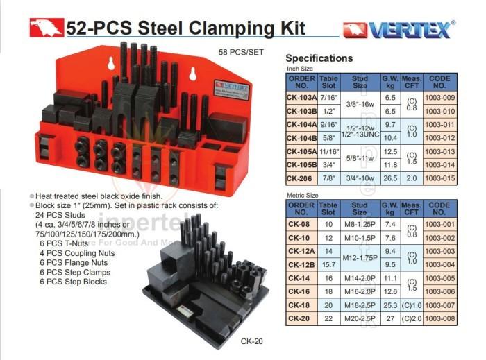 Jual VERTEX Clamping Kit CK-14 Clamp Set CK 14 52-PCS Steel Clamping ...