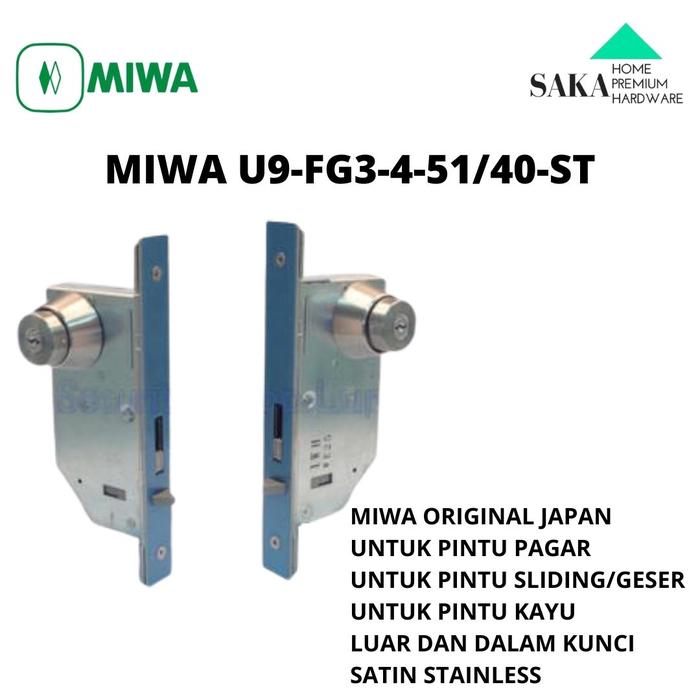 Jual Handle MIWA Lockset MIWA Kunci MIWA U9-FG3-4-51/40-ST - Jakarta Barat - Saka Gudang Kunci ...