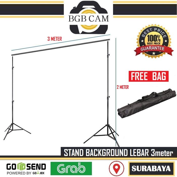 Jual Stand Background 3 meter Foto Studio Backdrop Tripod / Tiang Kain ...