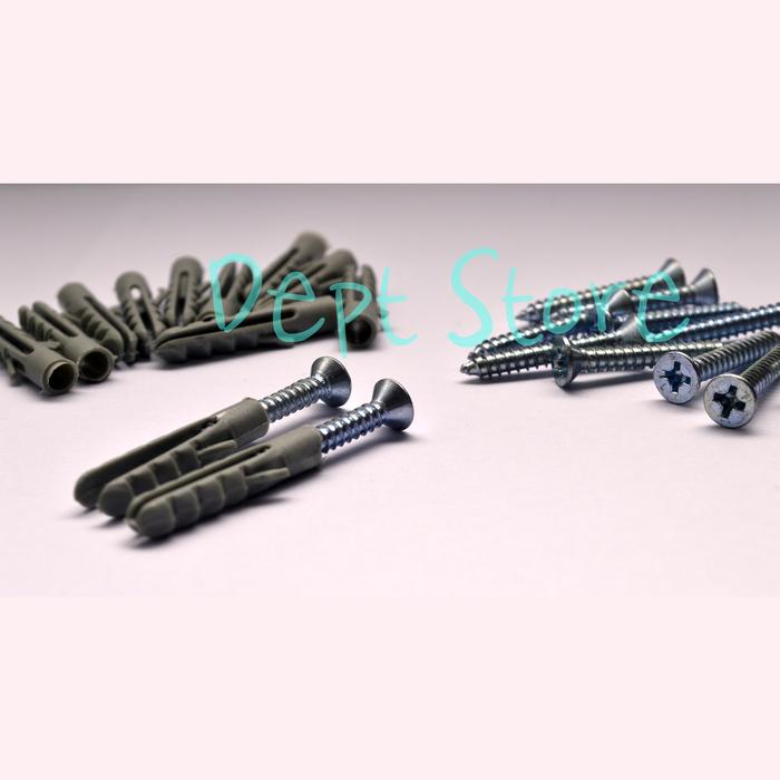 Jual Skrup S6 x 1 1/4 inch Sekrup Self Tapping Screws Flat Head + Fixer ...