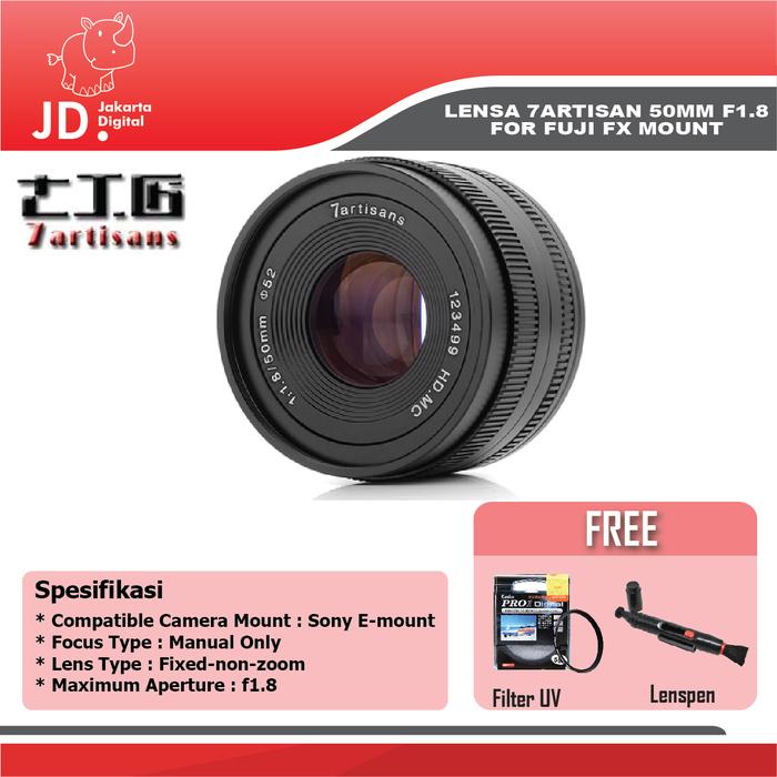Promo Lensa 7artisan 50mm F1.8 For Fuji FX Mount Black Cicil 0% 3x - Jakarta Pusat - Jakarta ...