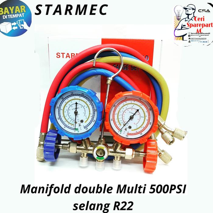 Jual STARMEC Manifold double Multi 500Psi alat ukur isi freon R32 R410 R22 - Jakarta Pusat - VIP ...