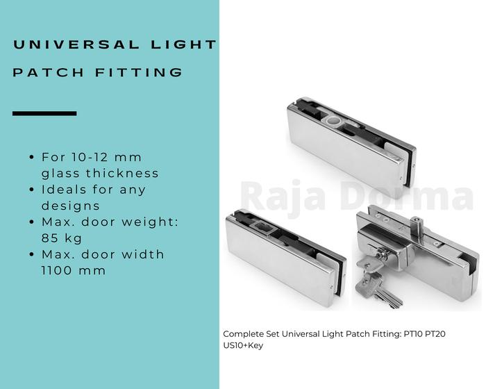 Jual PATCH FITTING DORMA Universal Light/UL PT10 UL PT20 UL US10&KUNCI ...