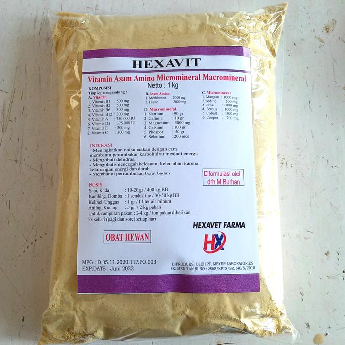 Jual HEXAVIT / Vitamin Asam Amino Micromineral Macromineral Untuk Hewan ...