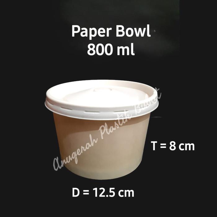 Jual paper bowl/mangkok kertas ukuran 800 ml sudah dengan tutup - Kab ...