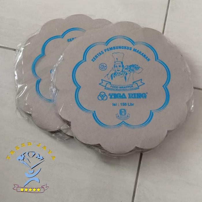 Jual kertas nasi bulat bunga/kertas nasi alas piring rotan/besek isi ...