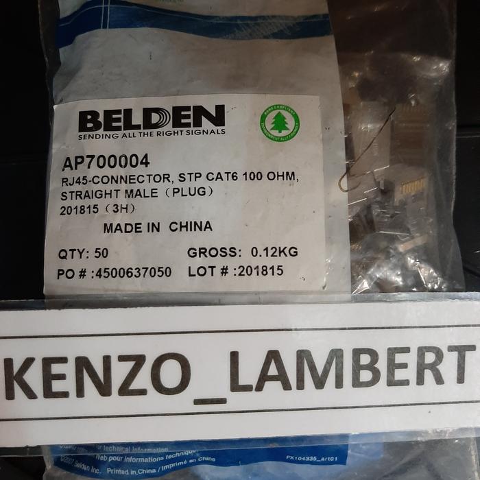 Jual RJ45 CONNECTOR STP CAT 6 BELDEN @50bh AP700004 / RJ45 FTP CAT 6 ...