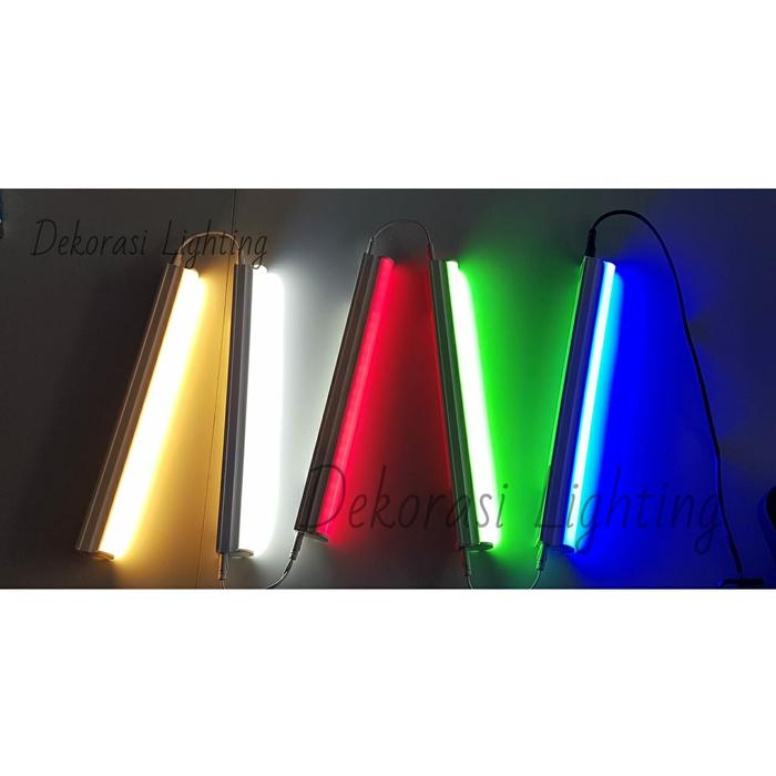 Jual Lampu neon T5 LED 8w 60cm putih warm white merah biru hijau 8watt ...