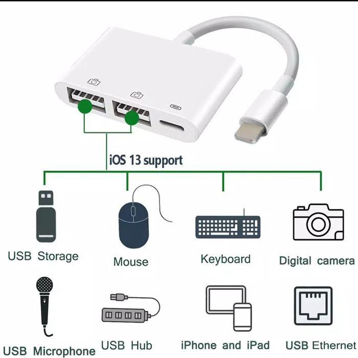 Jual Adapter Converter OTG USB to Lightning Dual Apple iPhone 11 / iPad ...