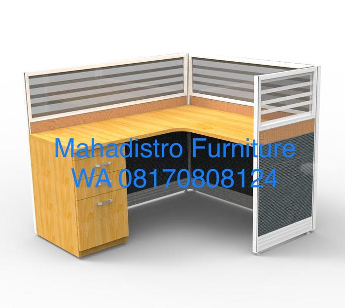 Jual Meja kerja partisi / workstation 1 seat / lengkap meja dan laci ...