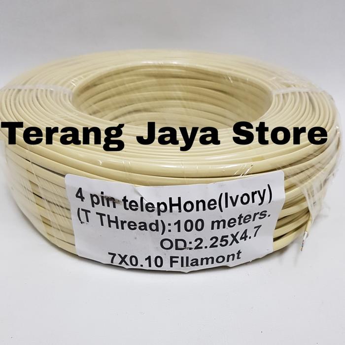 Jual Kabel Line Telepon Rumah isi 4 kawat (1 roll : 100 meter) Kabel ...
