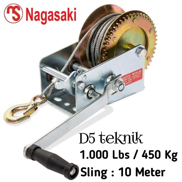 Jual Katrol Kerekan Tangan HAND WINCH 1000 Lb Sling 10 Meter Merk ...