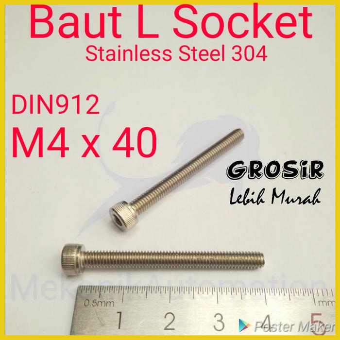 Jual Baut L M4 x 40 SUS304 - Jakarta Timur - MekanikAutomation | Tokopedia