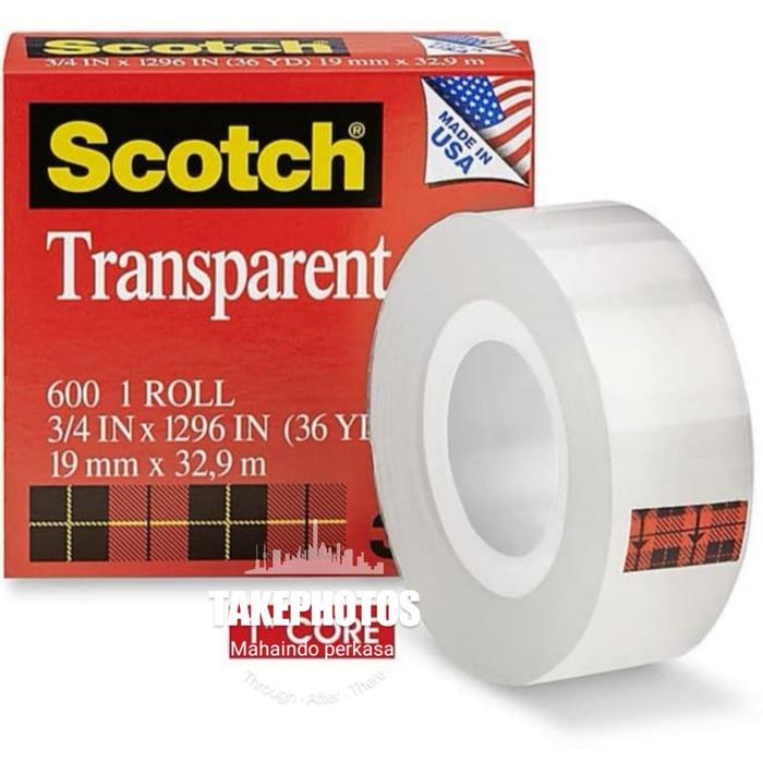 Jual 3M Scotch transparent tape 600 / Isolasi bening kantor dispenser ...