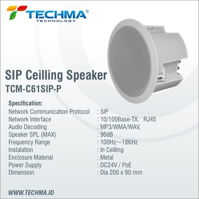 Jual Techma POE IP Speaker Paging type Ceilling SIP TCM-C15SIP-P - Kota Semarang - JMEDIA ...