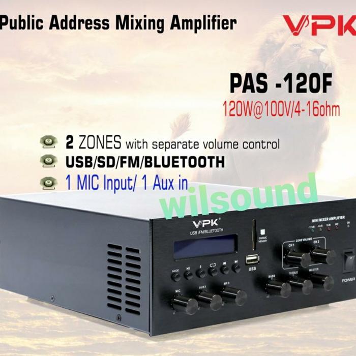 Jual Amplifier PUBLIC ADDRESS VPK PAS 120F 120WATT 2 ZONES PUBLIC ...