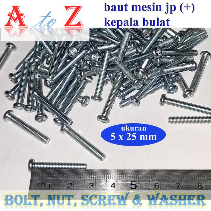 Jual baut mesin 5x25mm/machine screw/skrup/sekrup 5 x 25 mm - Kepala ...