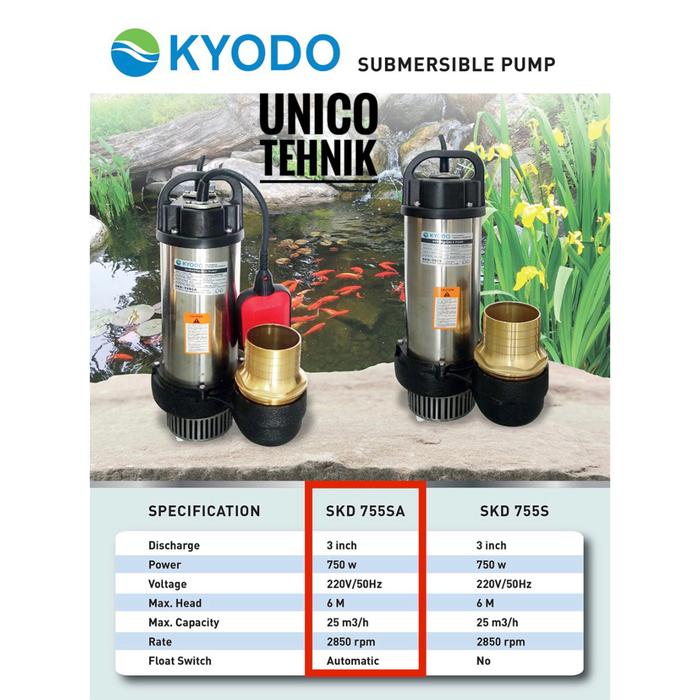 Jual Pompa celup KYODO SKD 755SA Otomatis Submersible pump SKD-755SA 3 ...