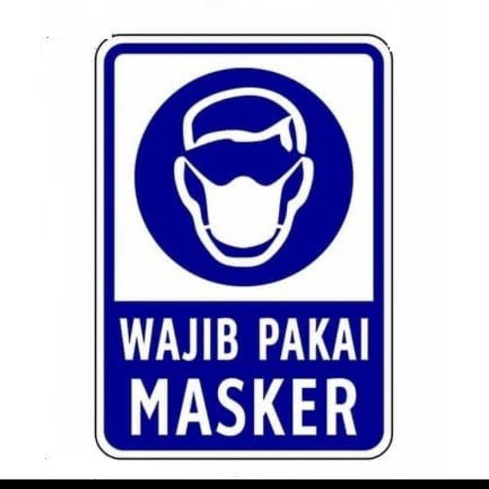 Jual Sticker Wajib Pakai Masker uk 15X20CM sign rambu k3 label ...