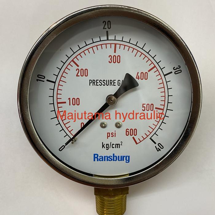Jual Pressure gauge//manometer 4 inch 40 bar(kg/cm2)black steel ...