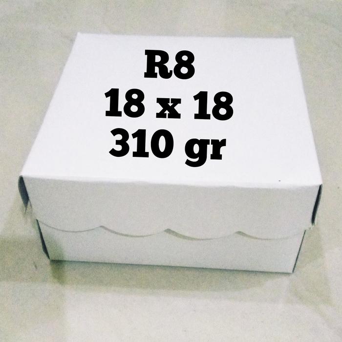 Jual Dus R8 kotak 18x18 renda snack box kue basah jajan putih polos ...