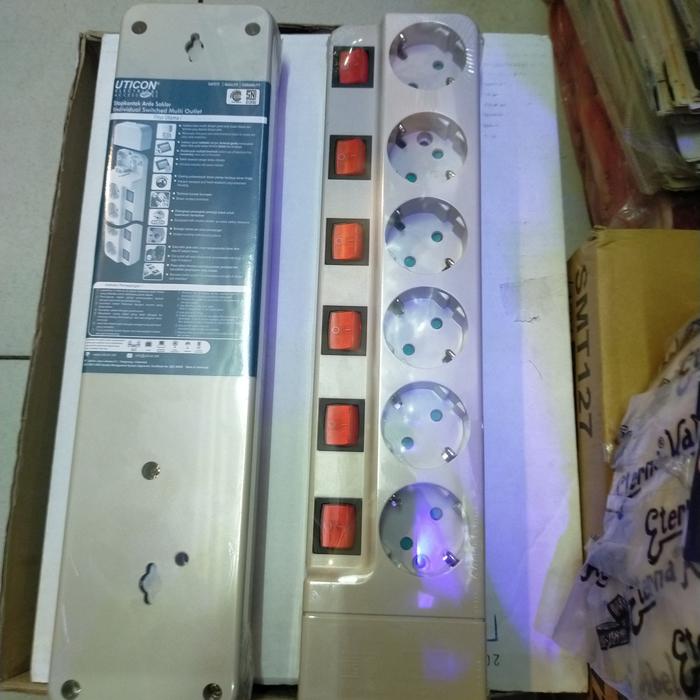 Jual Stopkontak UTICON ST 1685 SN 6 Lubang + 6 Switch Tanpa Kabel ...
