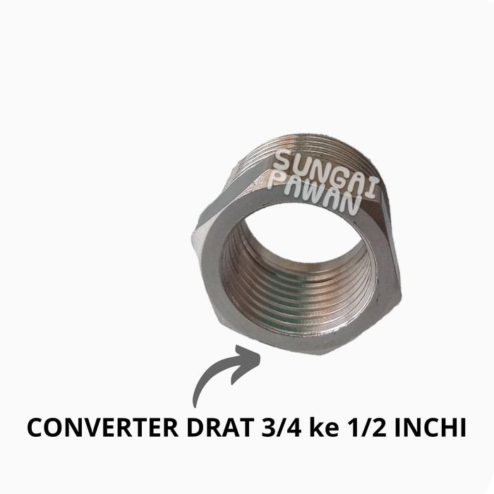 Jual Converter drat 3/4 ke 1/2 inchi adapter ulir pipa pvc sambungan ...