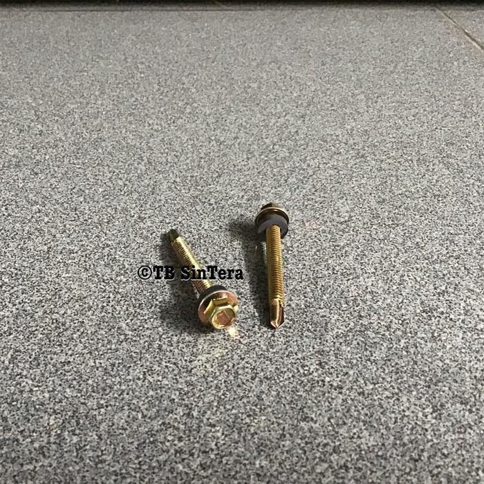 Jual Baut Roofing Kuning M5 x 50 / Skrup Roofing Baja Ringan / Spandek ...