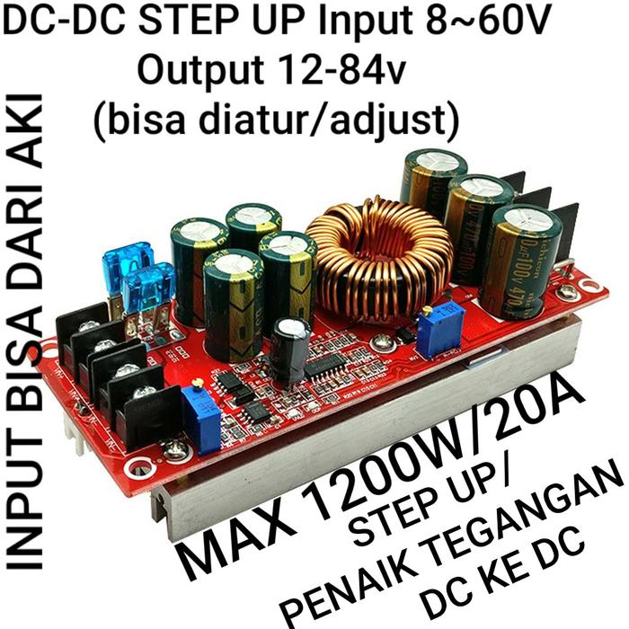 Jual STEP UP PENAIK TEGANGAN INVERTER 1200W 12V 24V 42V 48V 60V 65V 70V ...