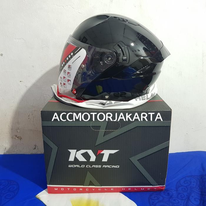 Jual KYT NFJ Black Metalic | Black Glossy | SNI | Original KYT 100% ...