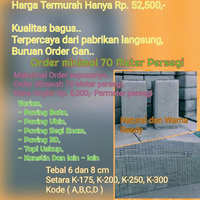Jual Paving Block/Conblock Bata Natural 6cm Setara K200 - Kab. Bogor ...