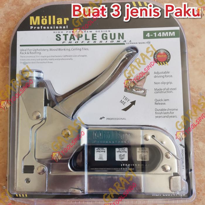 Jual staples Mollar 3in1 staple gun tacker paku staples tembak stapler ...