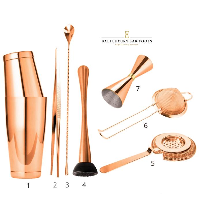 Jual Essential Bar set Bartender tools set professional Rose gold ...