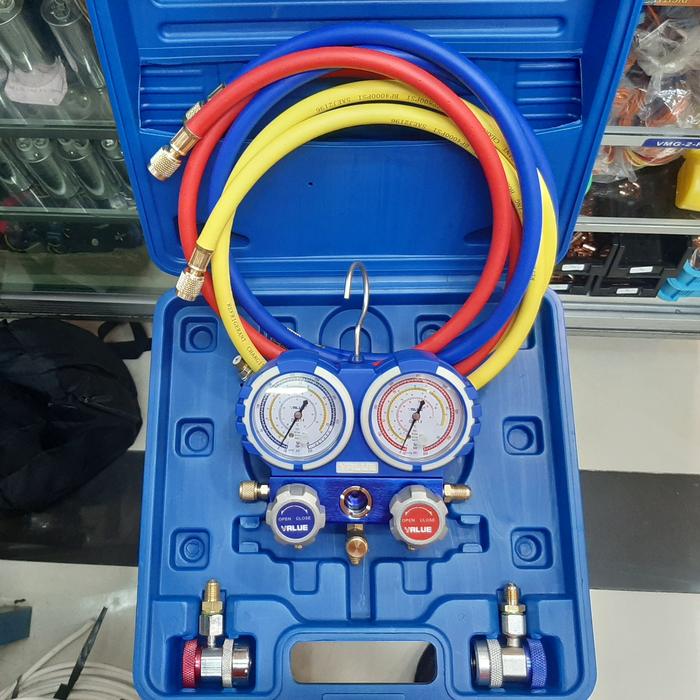 Jual manifold ac value box plus coupler r22 r134 selang mobil rumah ...